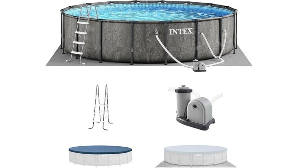 Intex Prism Frame Round Above Ground Outdoor Swimming Pool Set Review ...